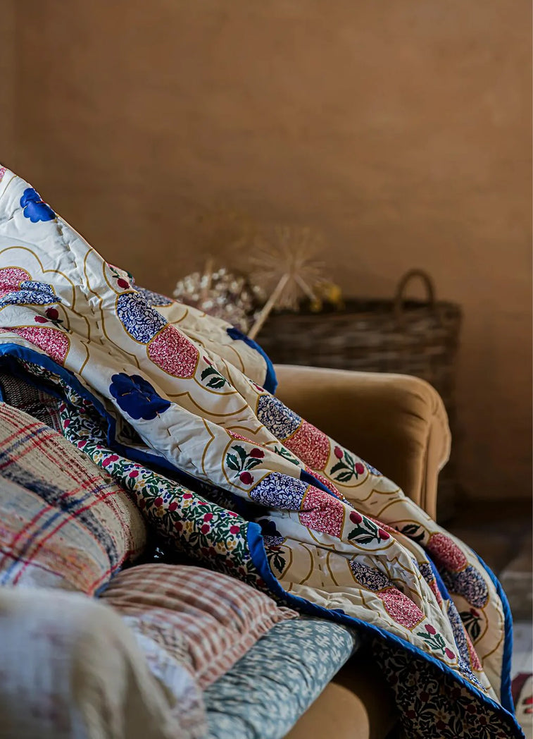 Rosehip & Ivy Patchwork Embroidered Quilted Throw 200X200Cm – Emma ...