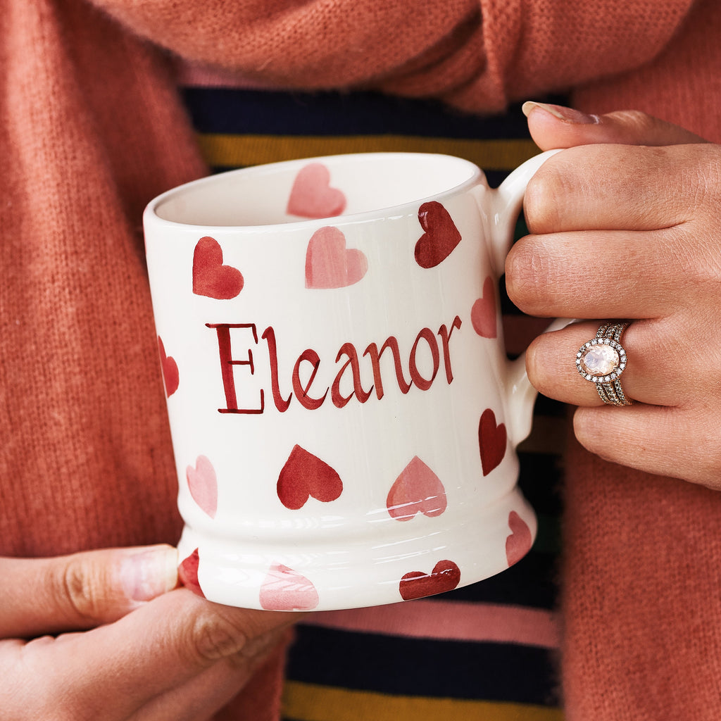 Personalised Pink Hearts Half Pint Mug – Emma Bridgewater UK